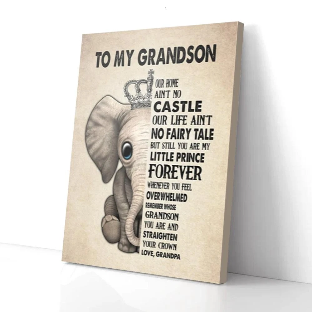 Poster To My Grandson Grandpa Elephant, Wall Art Wall Art, Unframed ...