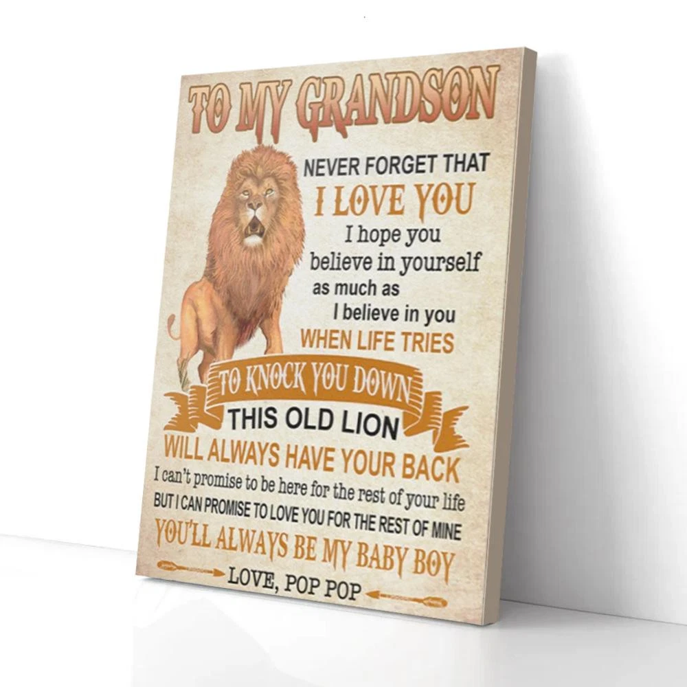 Poster To My Grandson Poppop Lion- UNFRAMED Poster Prints, Wall Art For ...
