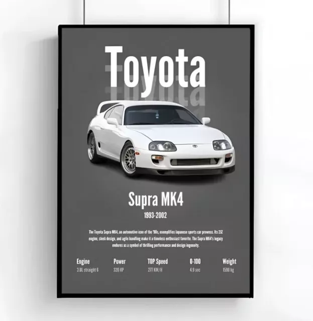 Poster Toyota Supra Mk4 NO FRAMED POSTER, Home Decor, Vintage Art Print ...