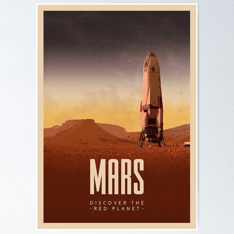 Poster Travel To Mars Wall Art, Unframed Prints For Home Or Office ...
