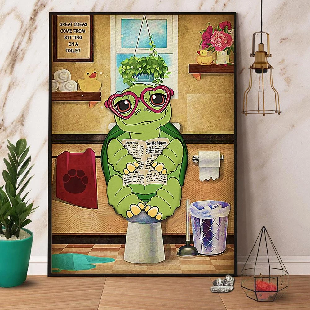 Poster Turtle Great Ideas Come From Sitting On A Toilet - UNFRAMED ...