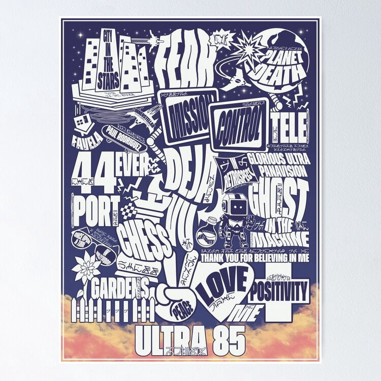 Poster Ultra 85 Alternate Art (Tracklist) - Logic - No Framed, Vintage ...