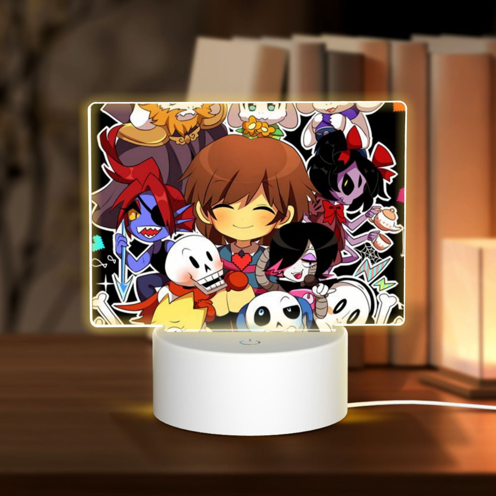 Poster Undertale Game Rectangular Acrylic Night Light USB Cable Lamp Light Display Base LED ...