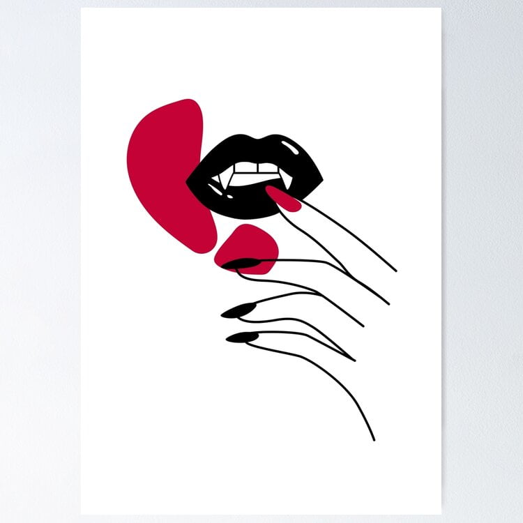 Poster Vampire fangs, Vampire lips, Halloween art, Modern gothic art ...