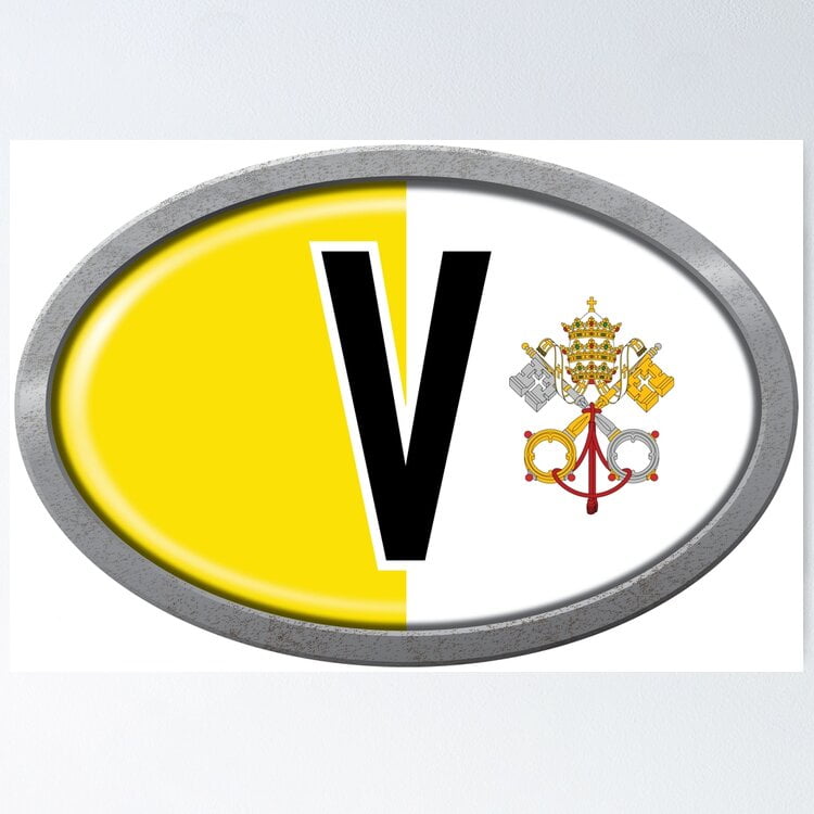 Poster Vatican City International Vehicle Code Metal Plate - No Framed ...