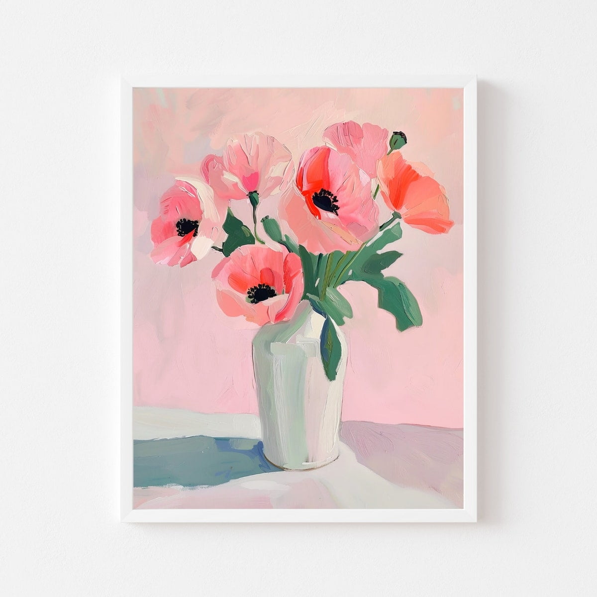 Poster Vibrant Pink Poppies Painting | Floral Bouquet Wall Art Print ...