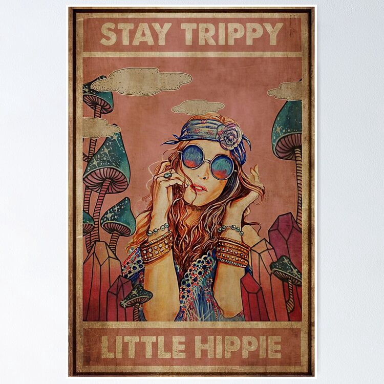 Poster Vintage Girl Stay Trippy Little Hippie Poster No Framed, 8x12 ...