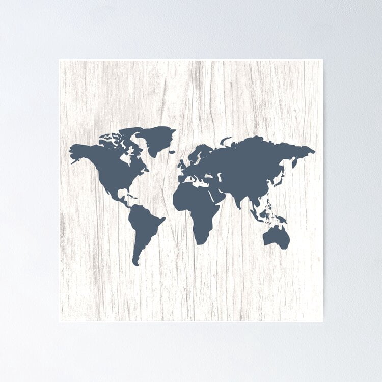 Poster Vintage Map Of The World On White Wood Poster - No Framed ...