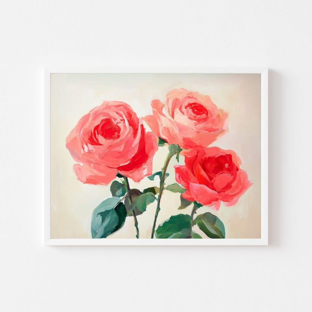 Poster Vintage Red Roses Painting | Valentine'S Day Wall Art Print ...