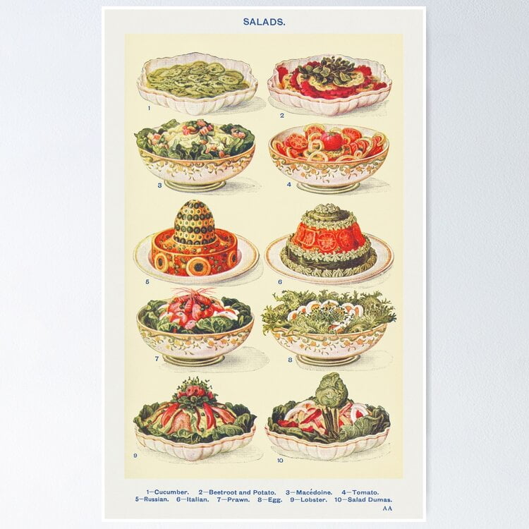 Poster Vintage Salads - Unframed Poster, 12x18 - Walmart.com