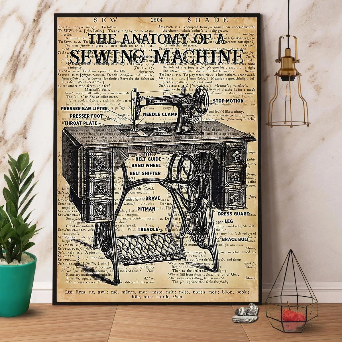 Poster Vintage Sewing The Anatomy Of A Sewing Machine- UNFRAMED Poster ...