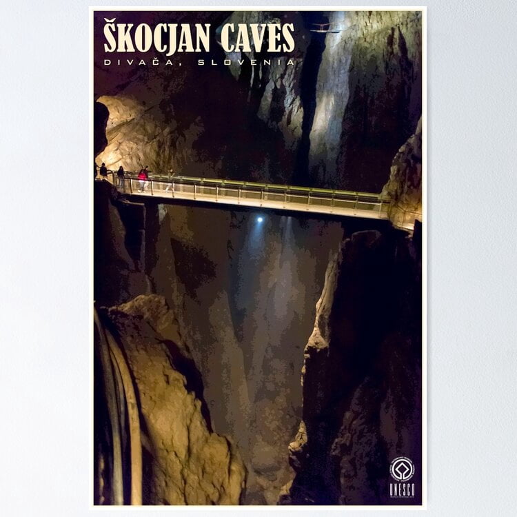 Poster Vintage-Style Skocjan Caves Travel - No Framed, Vintage Wall Art ...