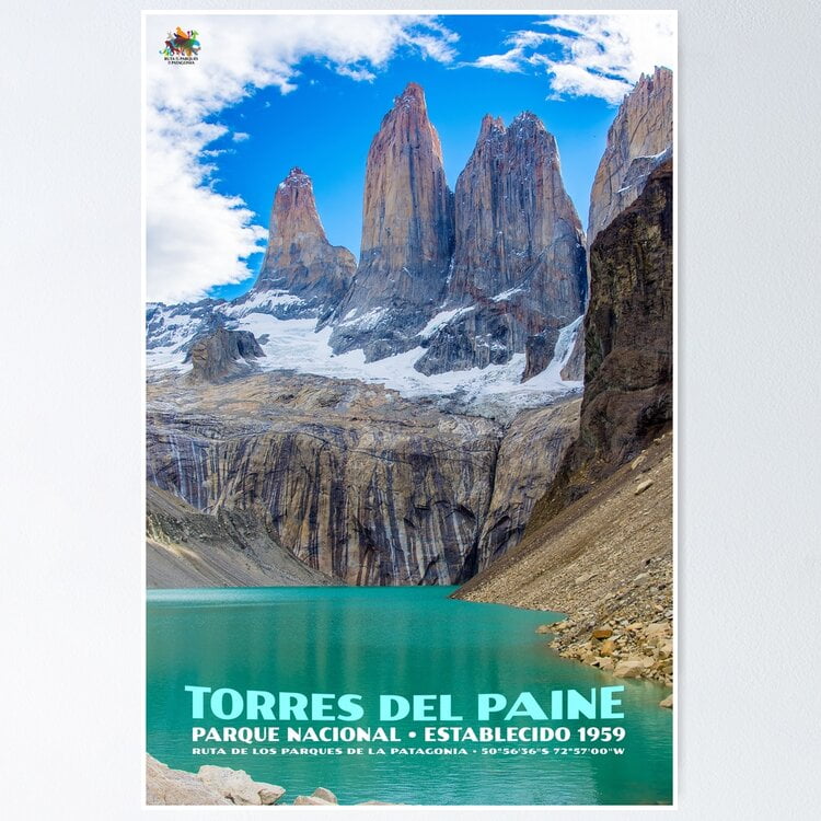 Poster Vintage-Style Torres Del Paine Park - No Framed, Vintage Wall ...