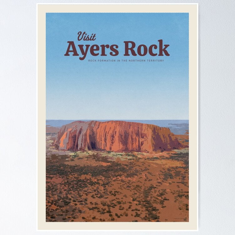 Poster Visit Ayers Rock - No Framed, Vintage Wall Art, Trendy Retro ...