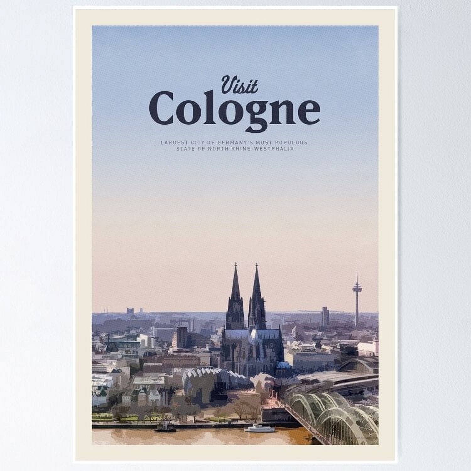 Poster Visit Cologne - No Framed, Vintage Wall Art, Trendy Retro Print ...