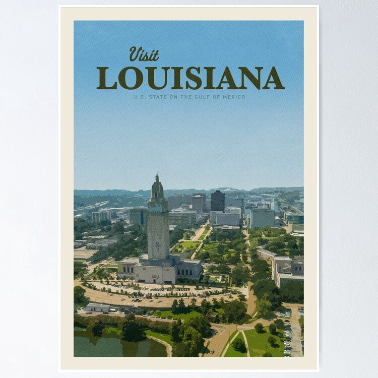 Poster Visit Louisiana - No Framed, Vintage Wall Art, Trendy Retro ...