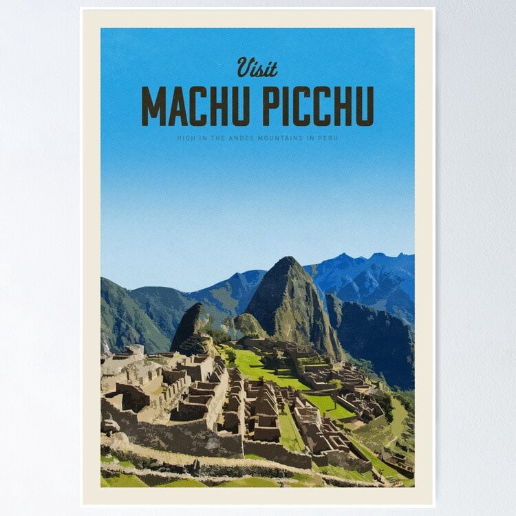 Poster Visit Machu Picchu - No Framed, Vintage Wall Art, Trendy Retro ...