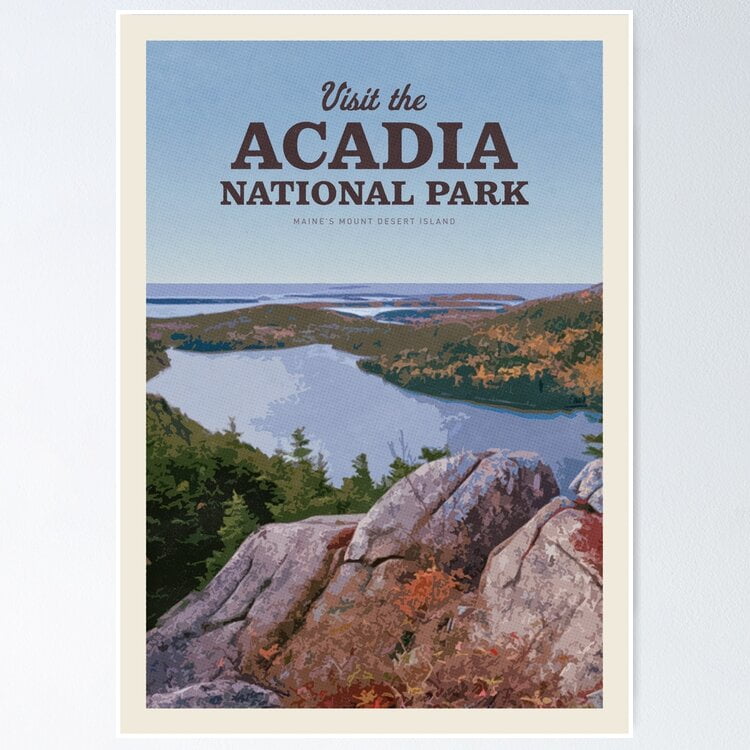 Poster Visit The Acadia National Park - No Framed, Vintage Wall Art ...