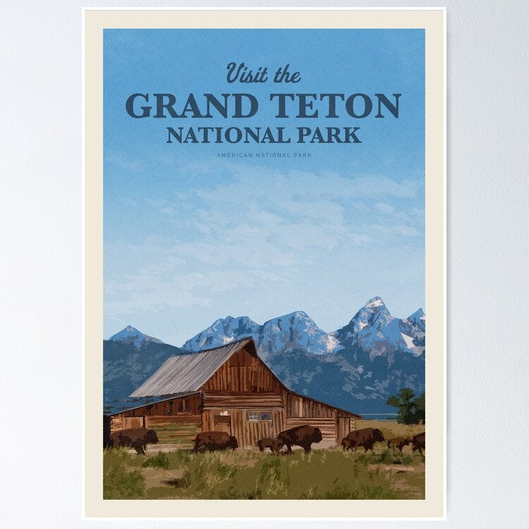 Poster Visit The Grand Teton National Park Wall Art, Unframed Prints ...