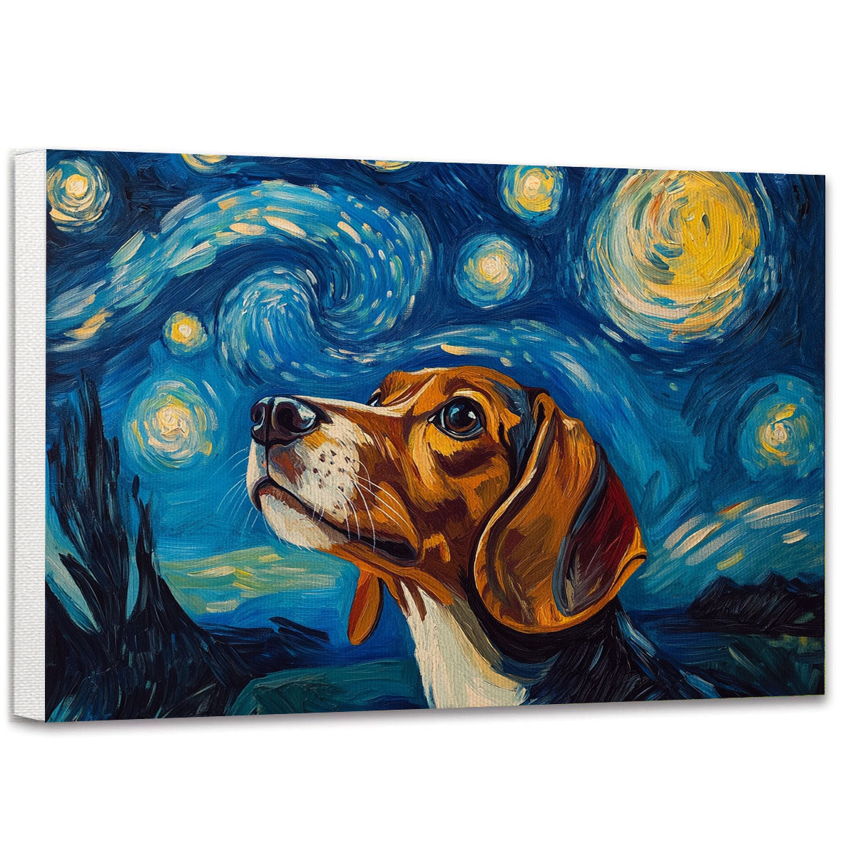 Poster Wall Art 12x8in Bloodhound Dog Art Starry Night Poster Print ...