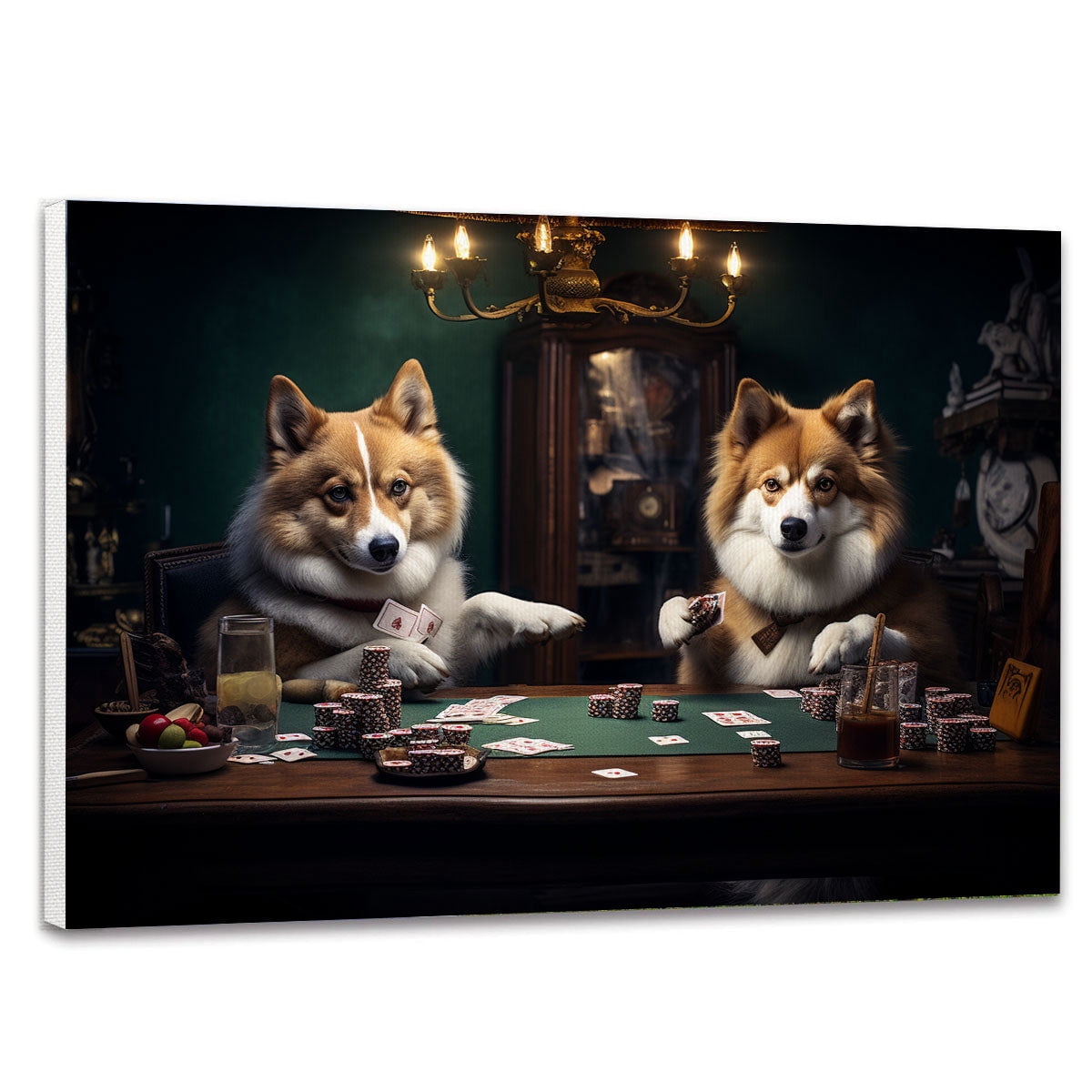 Poster Wall Art 12x8in - Dogs Playing Poker Poster - Icelandic Sheepdog ...
