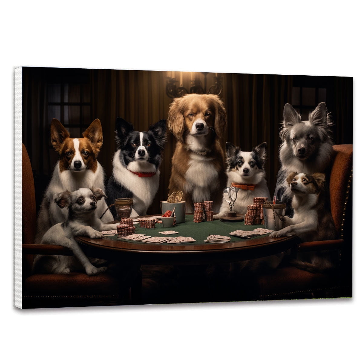 Poster Wall Art 12x8in - Dogs Playing Poker Poster - Papillon Poster ...