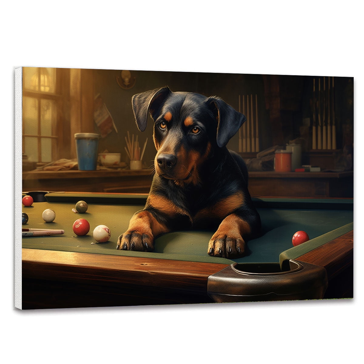Poster Wall Art 12x8in Dogs Playing Pool Poster - Beauceron Dog Poster ...