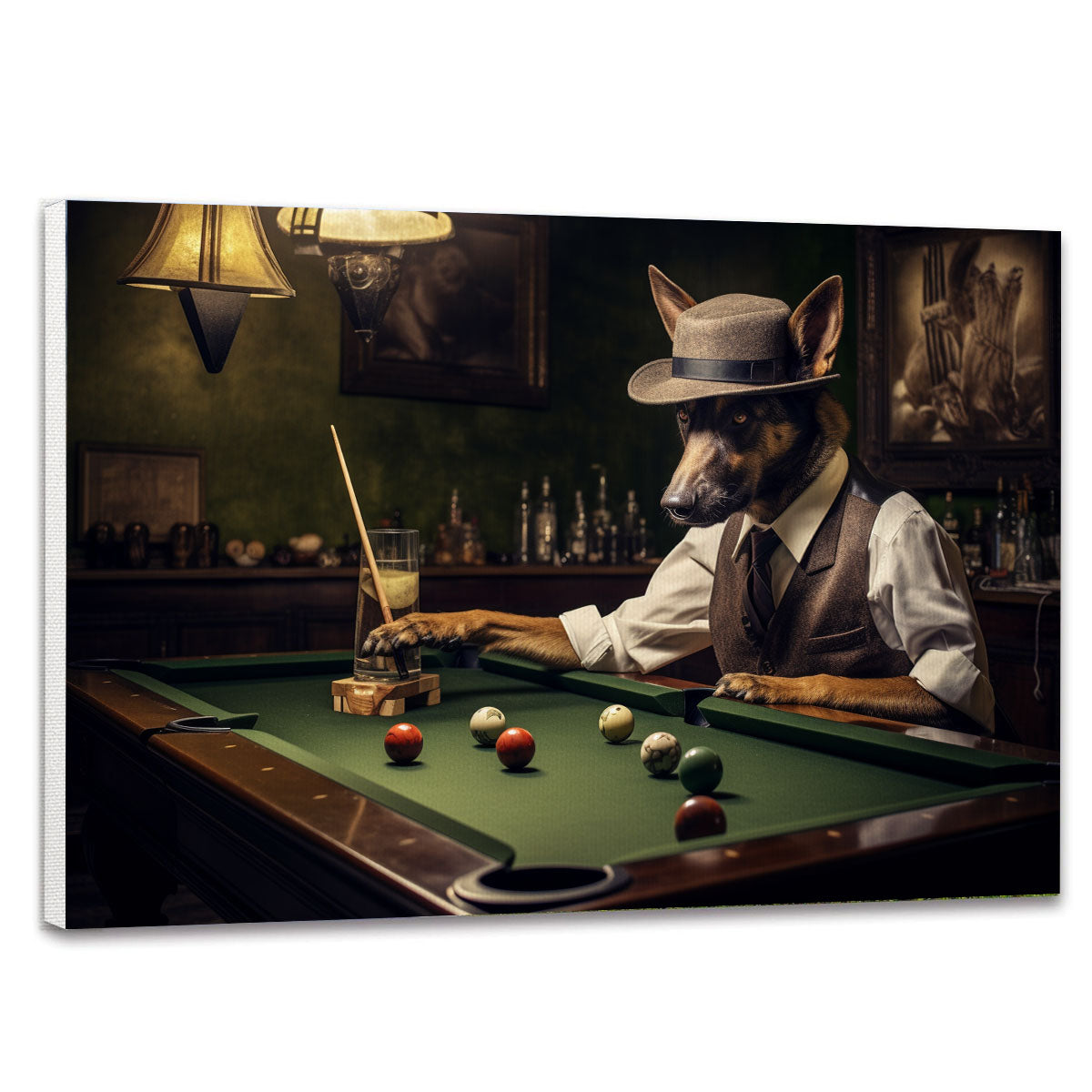 Poster Wall Art 12x8in Dogs Playing Pool Poster - Belgian Malinois Dog ...