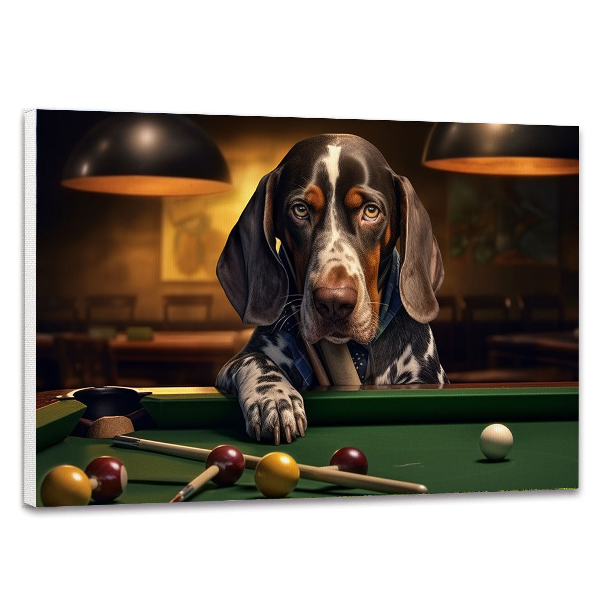 Poster Wall Art 12x8in Dogs Playing Pool Poster - Bluetick Coonhound ...