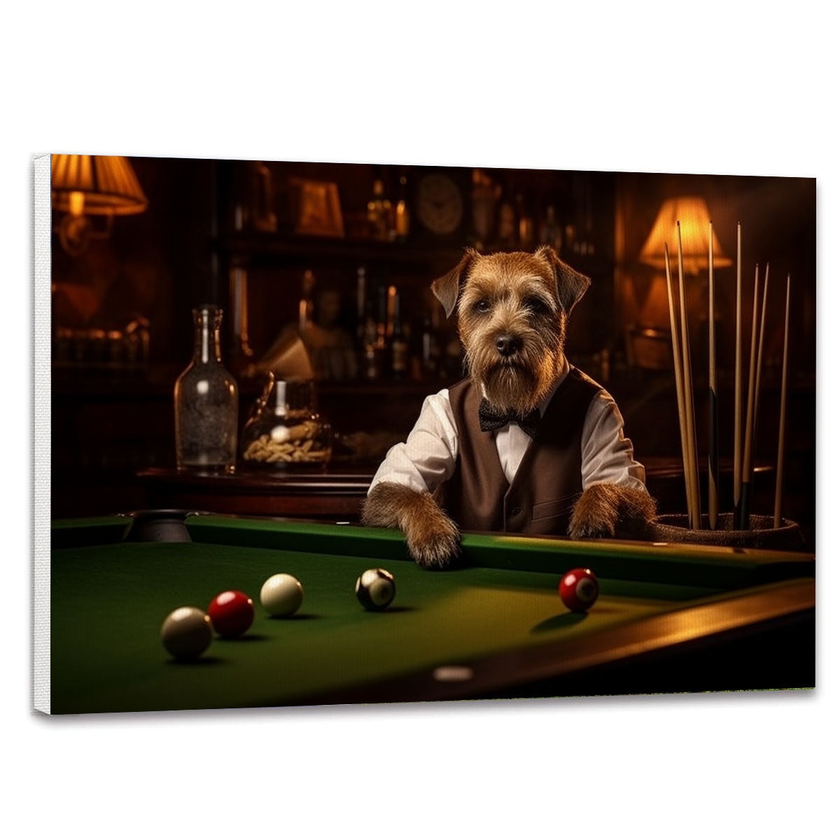 Poster Wall Art 12x8in Dogs Playing Pool Poster - Border Terrier Dog ...