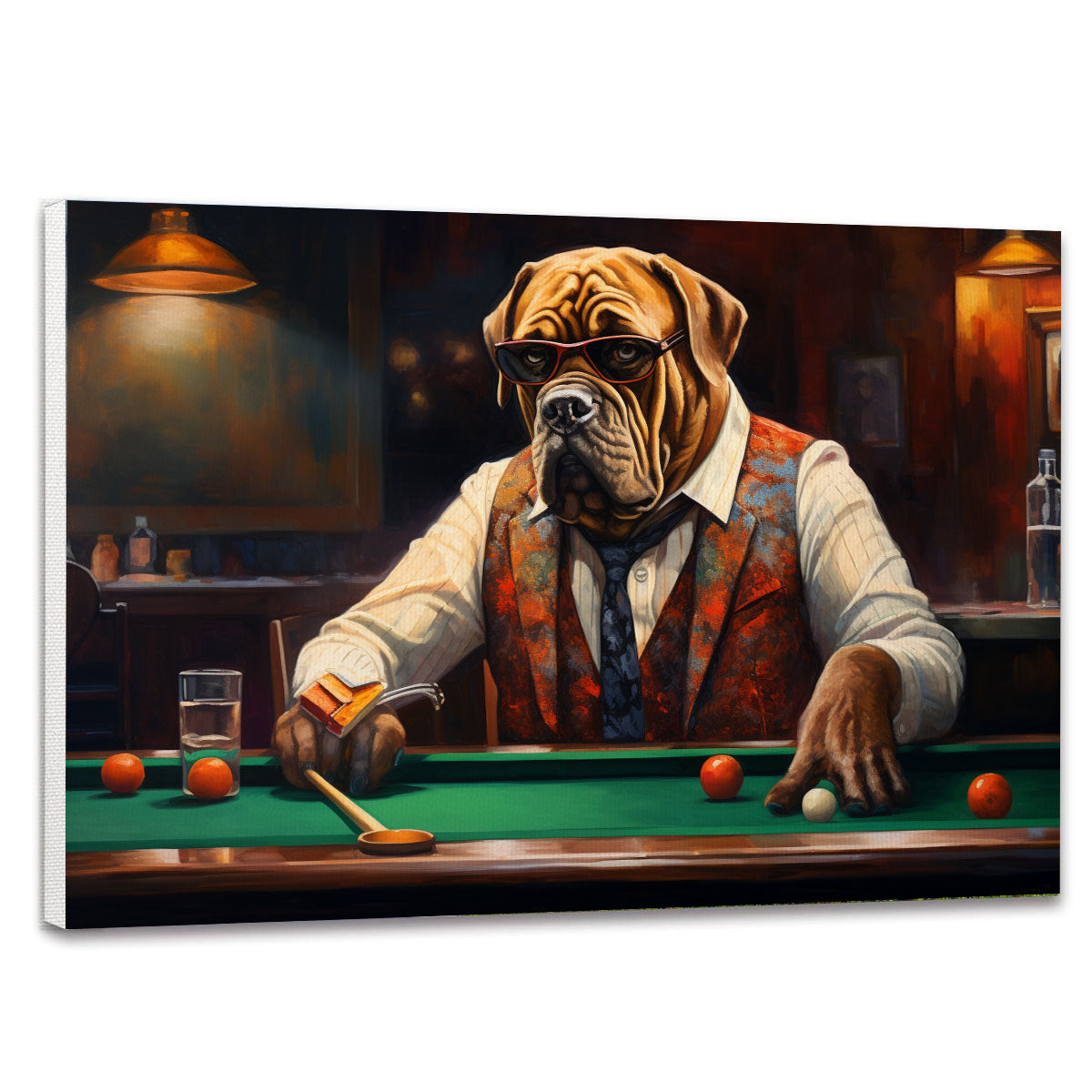 Poster Wall Art 12x8in Dogs Playing Pool Poster - Bullmastiff Dog ...
