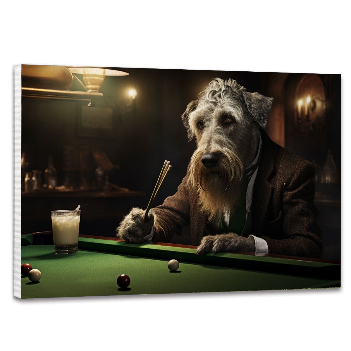 Poster Wall Art 12x8in Dogs Playing Pool Poster - Irish Wolfhound Dog ...