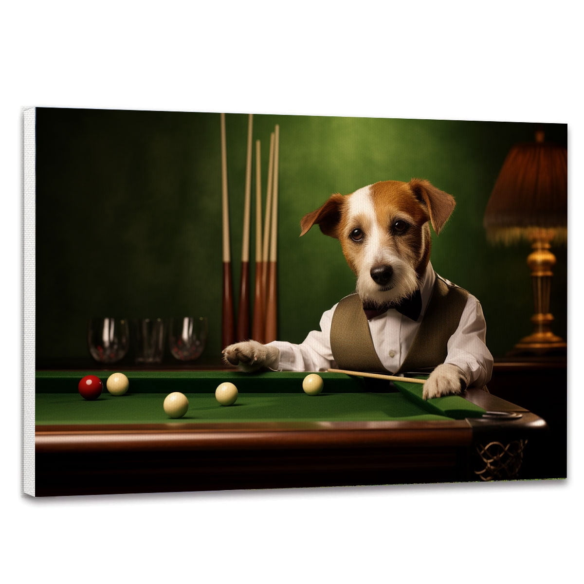Poster Wall Art 12x8in Dogs Playing Pool Poster - Parson Russell ...