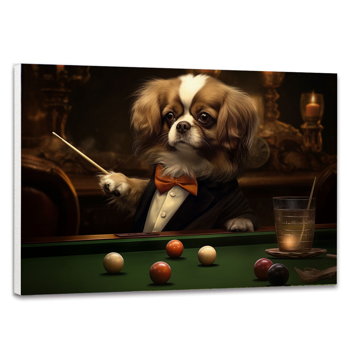 Poster Wall Art 12x8in Dogs Playing Pool Poster - Tibetan Spaniel Dog ...