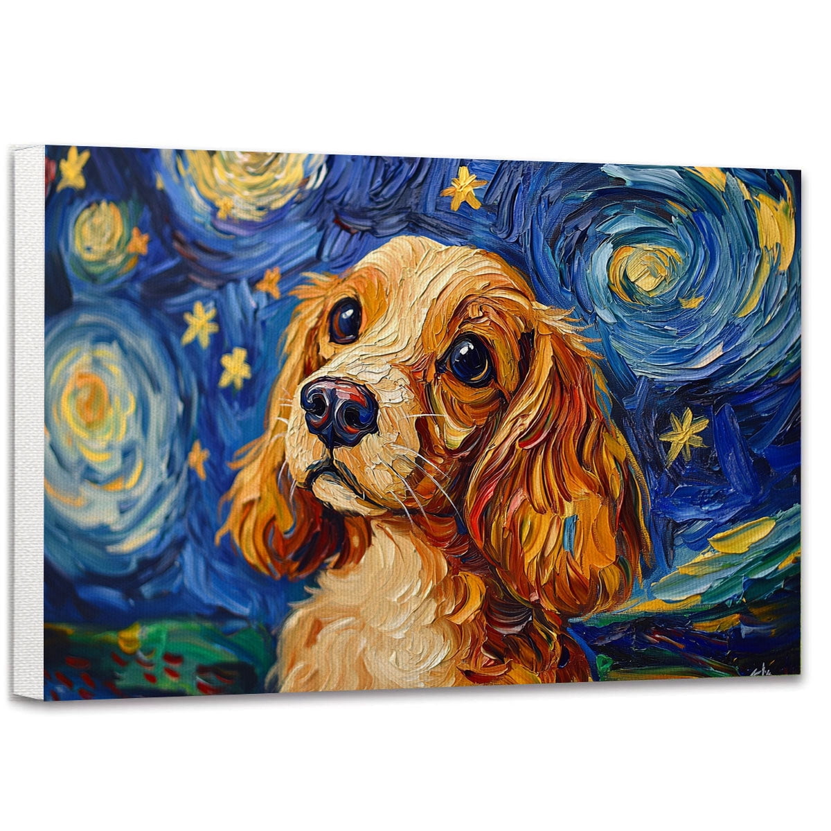Poster Wall Art 12x8in English Cocker Spaniel Dog Art Starry Night ...