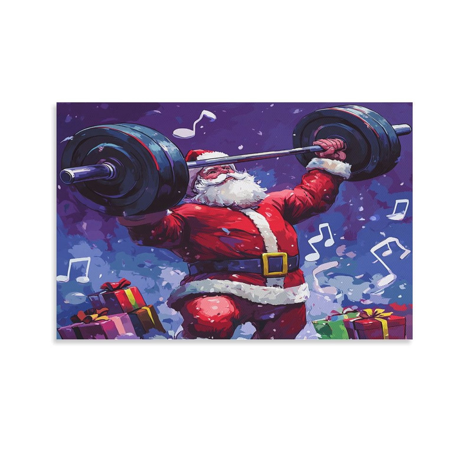 Poster Wall Art Decor Print Bodybuilder Santa with Gifts Wall Art ...