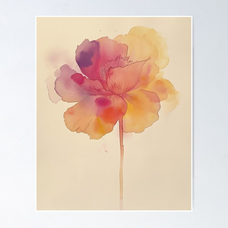 Poster Watercolor Abstract Helenium - Unframed Poster | Home Decor | Best Surprise Gift!, 24x36 ...