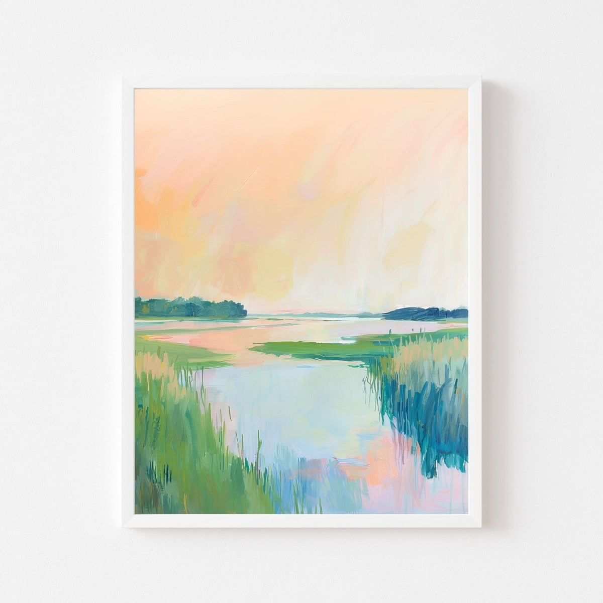 Poster Watercolor Marsh Sunset Landscape Painting | Carolina Lowcountry ...
