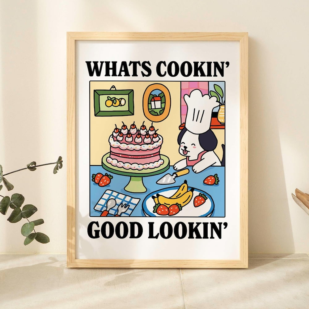Kna Prints - Whats Cookin Good Lookin Dog Print, Kitchen Dining Room ...