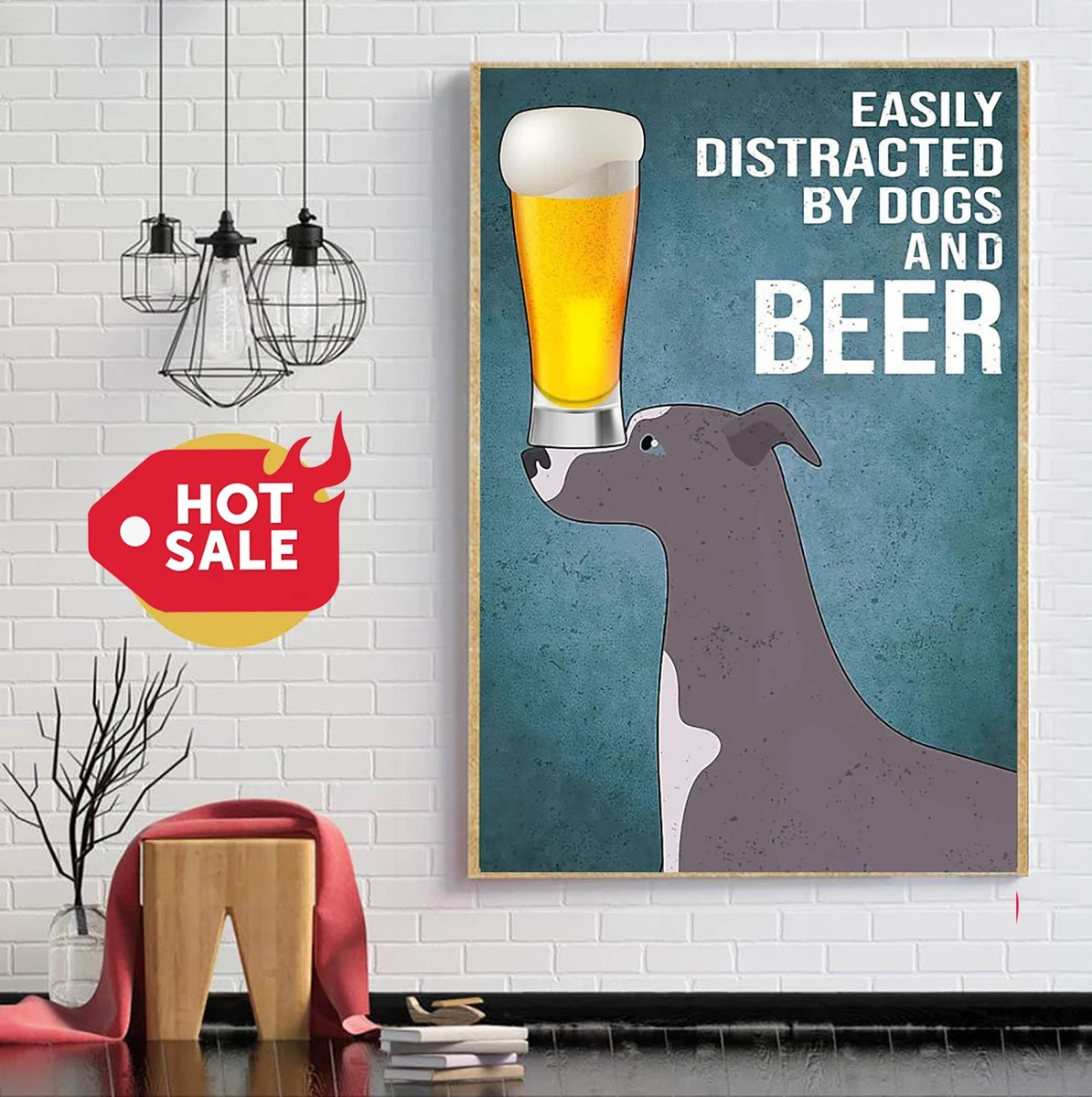 Poster Whippet Easily To Distracted By Dogs And, Wall Art, Unframed ...