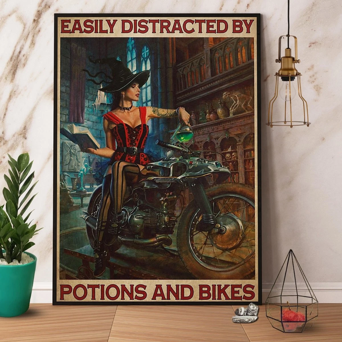 Poster Witch And Motorcycle Wasily Distracted By Potions And Bikes ...