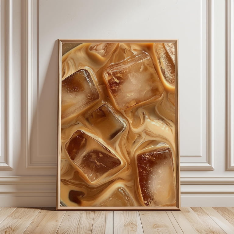 Poster With Iced Coffee Macro In Brown And Cream Tones Home Decor ...