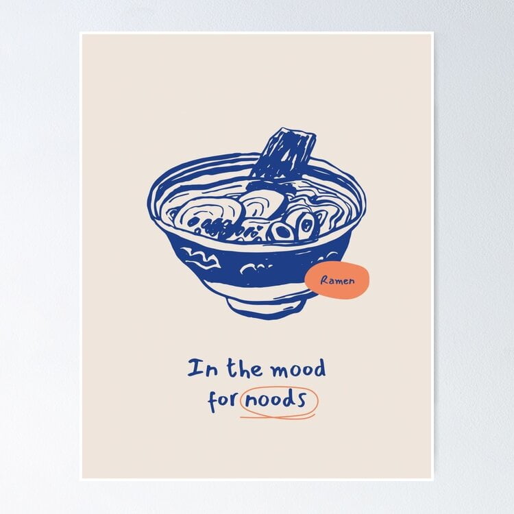 Poster Witty Noodle, Kitchen Art, Asian Chinese Japanese Korean Food ...