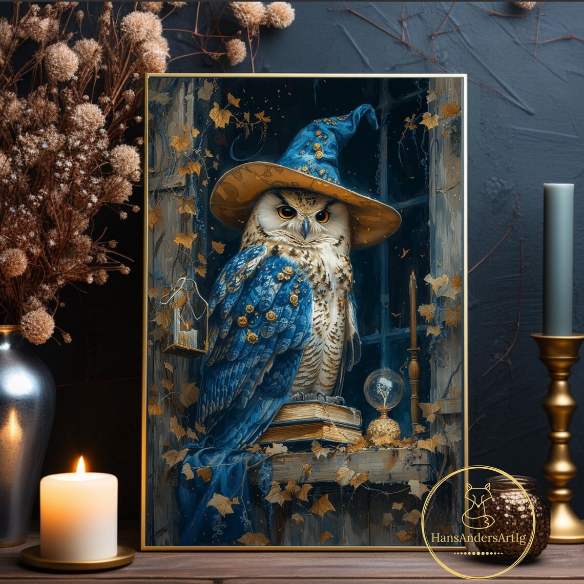 Poster Wizard Owl Library Wall Decor Bookish Art Print World Of ...