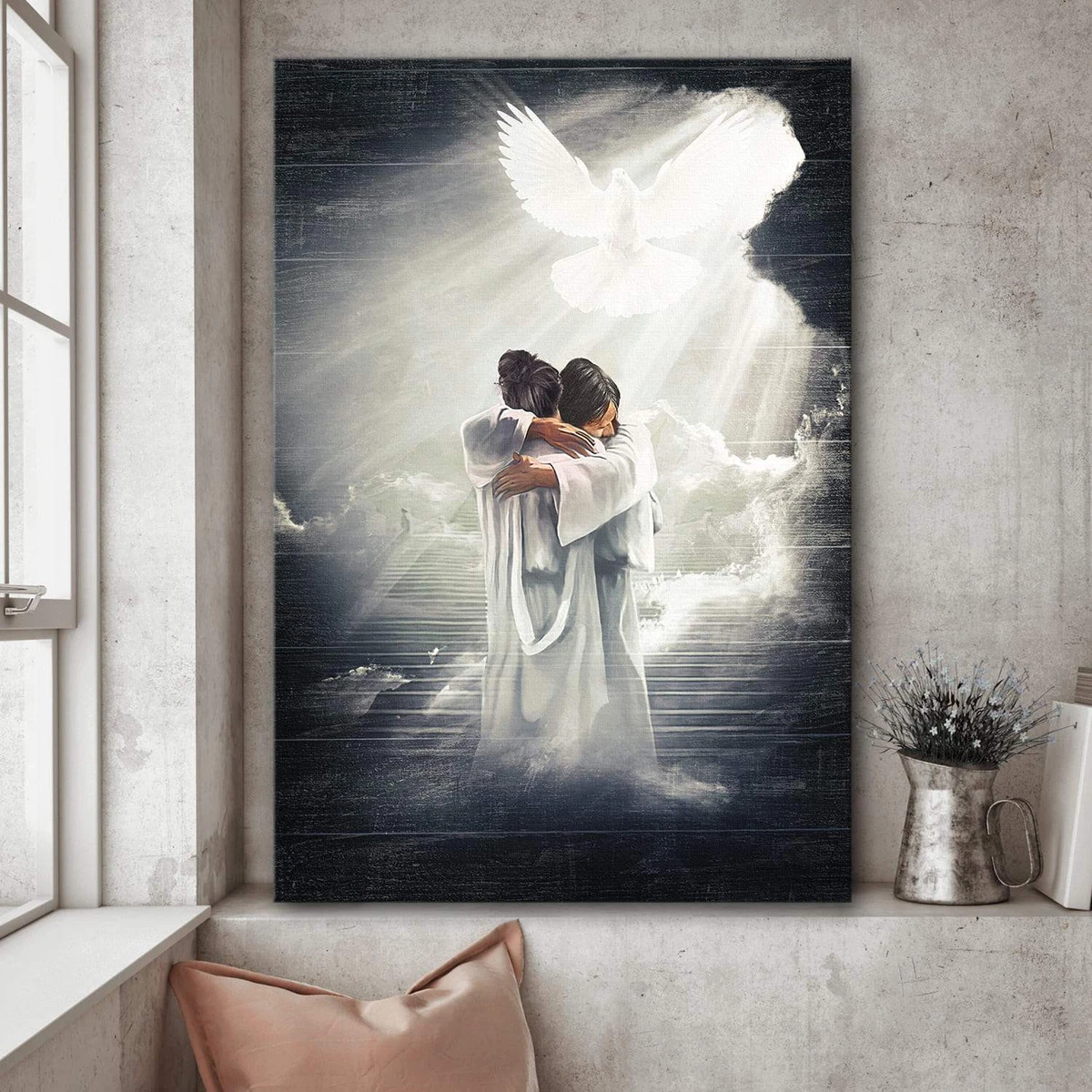 Poster Woman Hugging Jesus In Heaven Jesus Portrait, Print - Wall Art ...