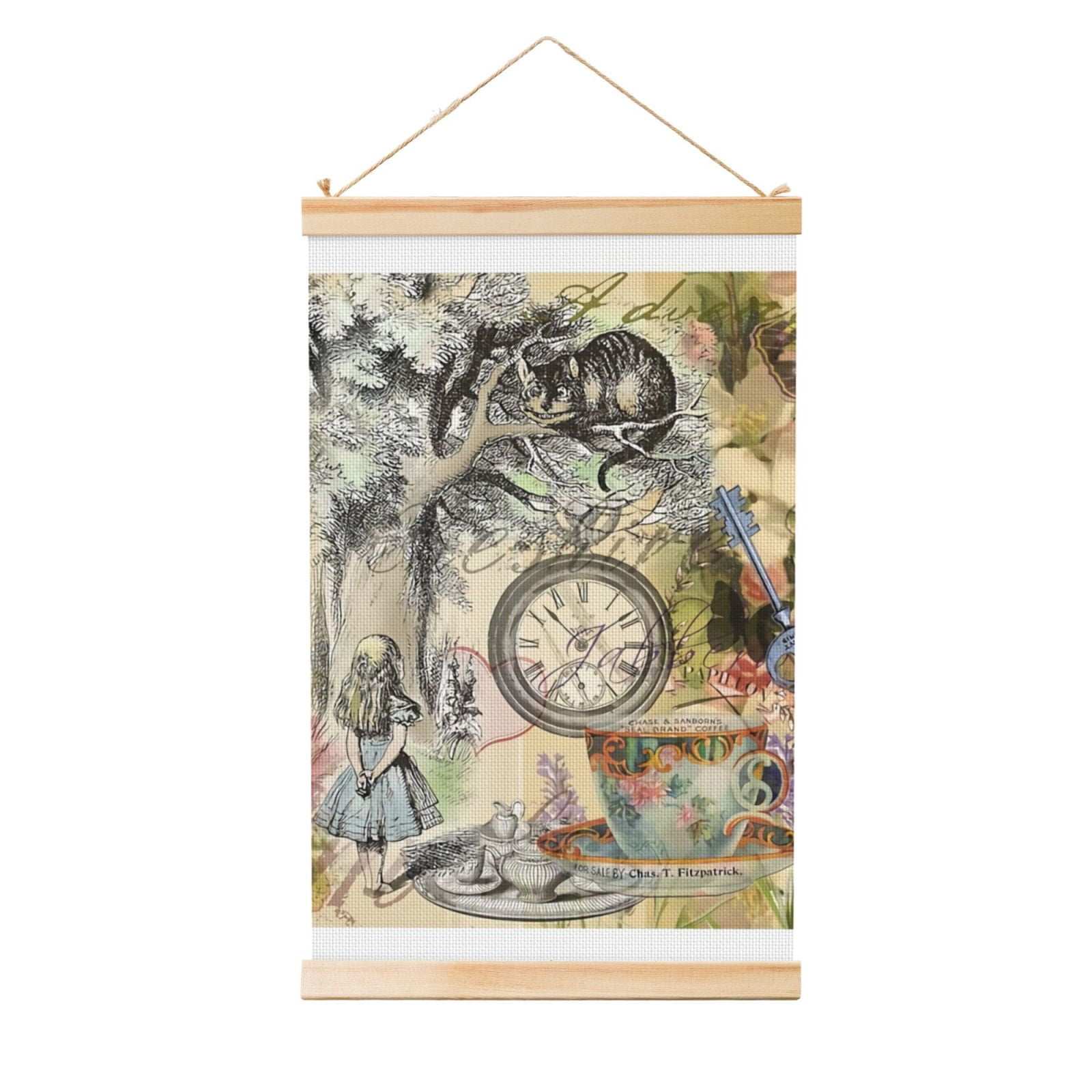 Poster Wooden Scroll Hanging Poster Wall Hanging Banner Canvas Artwork ...
