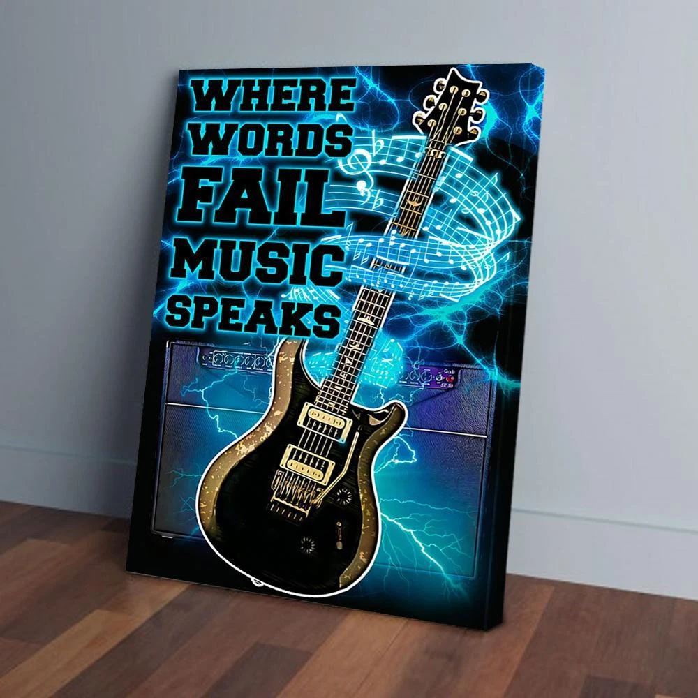 Poster Where Words Fail Music Speaks Guitar- UNFRAMED Poster Prints ...