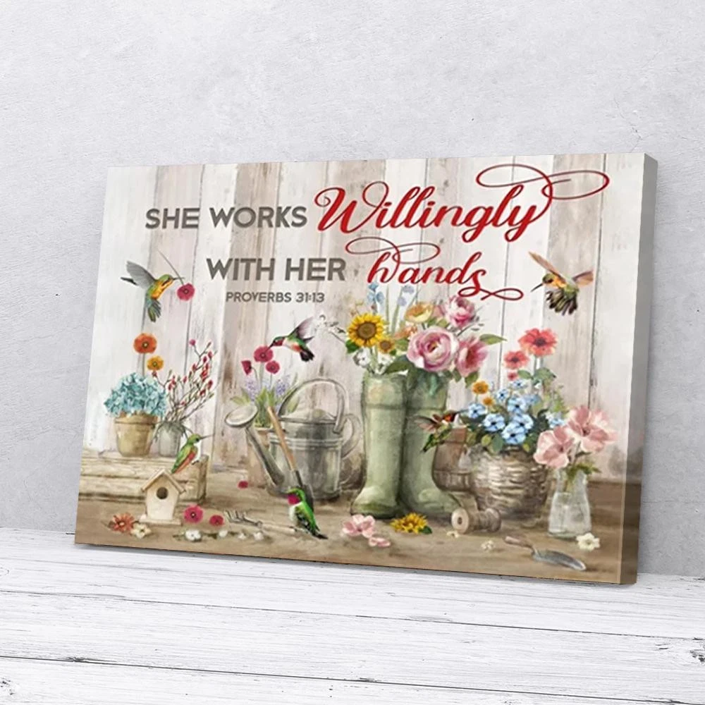 Poster She Work Willingly With Her Hands Gardening Hummingbird ...
