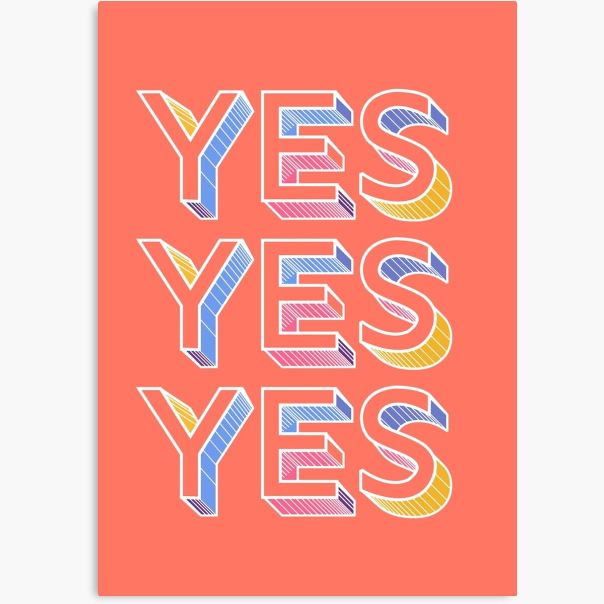 Poster Yes Yes Yes - Motivational Typography Poster No Framed, 24x36 ...