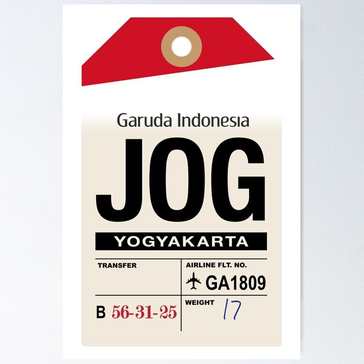 Poster Yogyakarta (Jog) Indonesia Airline Luggage Tag - No Framed ...